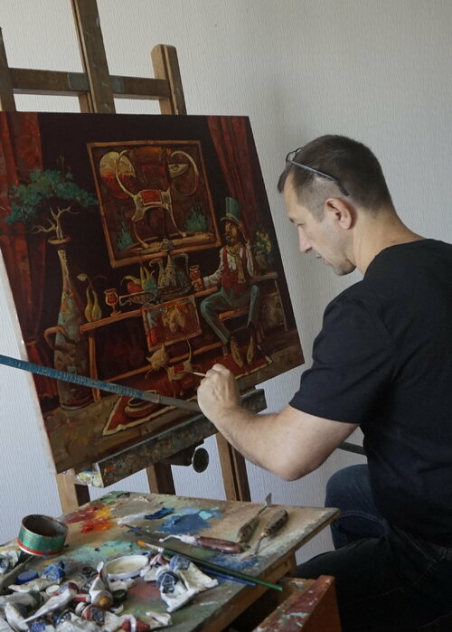 Girl with a dog by Konstantin Kansky (2020) : Painting Oil on Canvas ...