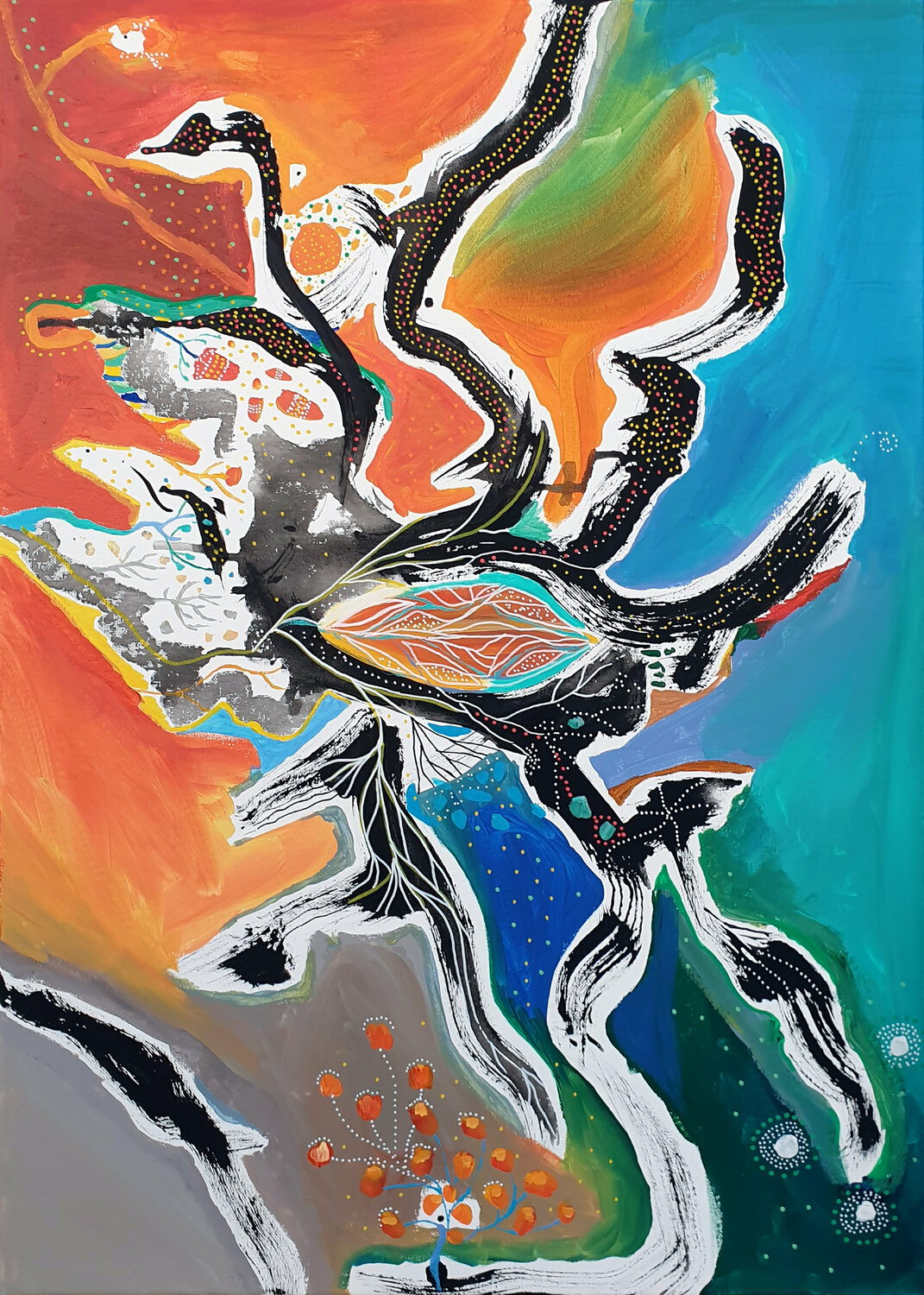 Oiseau premier von Philippe Abril (2021): Malerei Acryl auf Leinwand - SINGULART